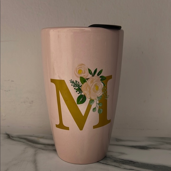 Kitchen | Pink Floral Monogram Travel Mug | Poshmark
